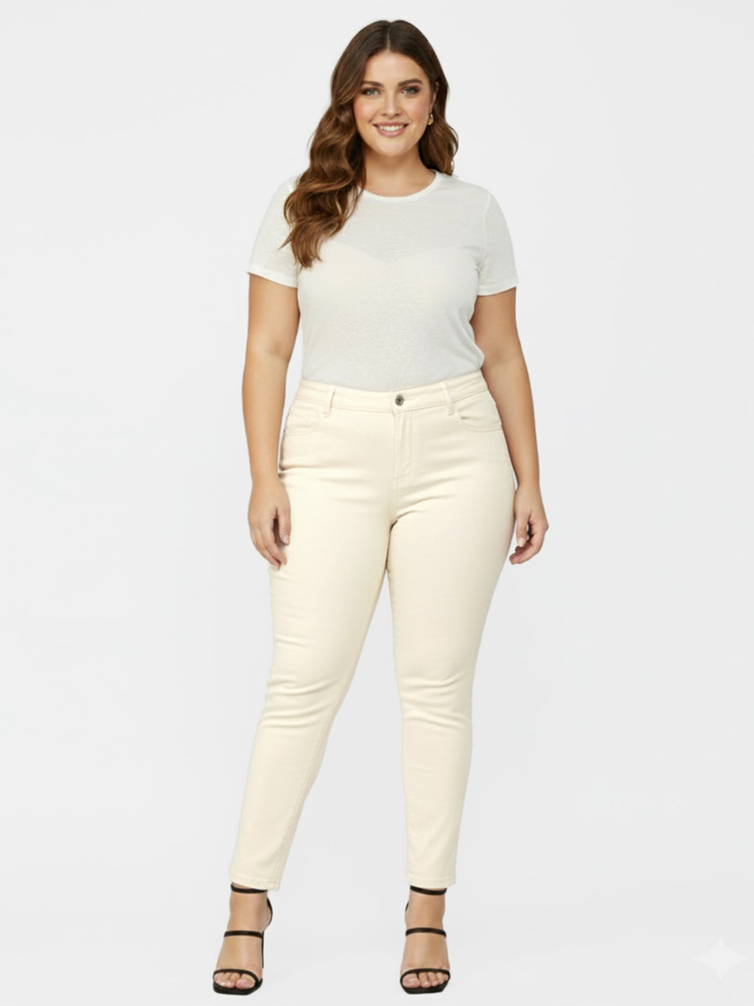 Buy Kraus Kurve Women Ecru Super High-Rise Super Skinny Jeans | Kraus Jeans