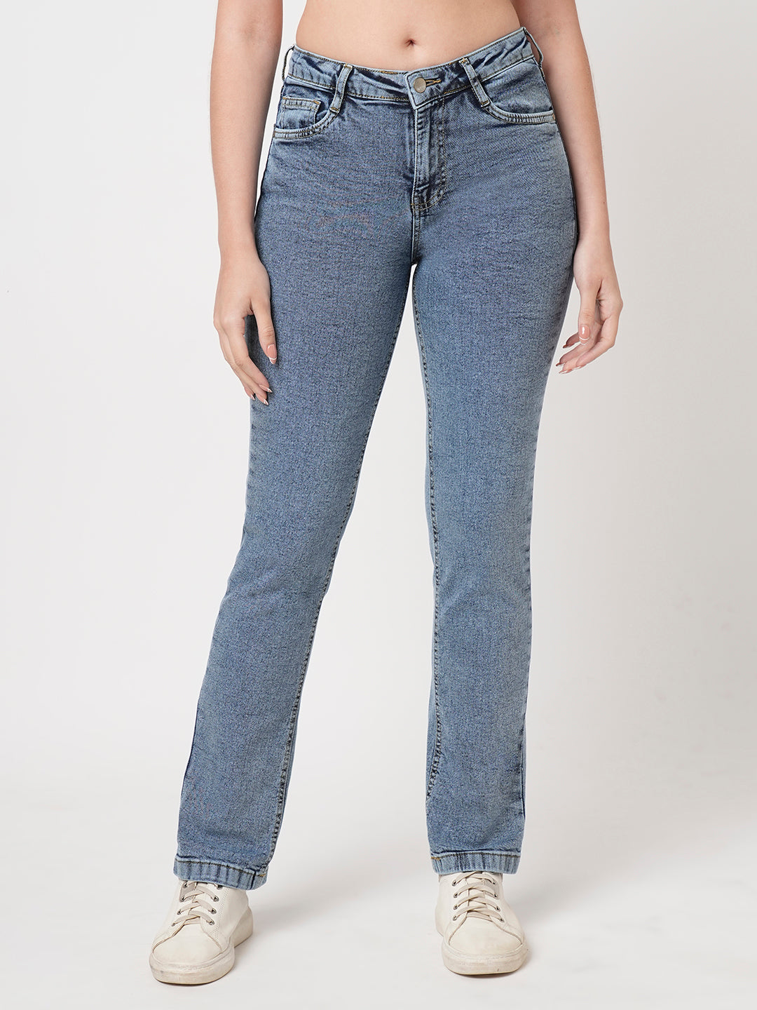Buy Women Blue High-Rise Slim Straight Fit Jeans | Kraus Jeans