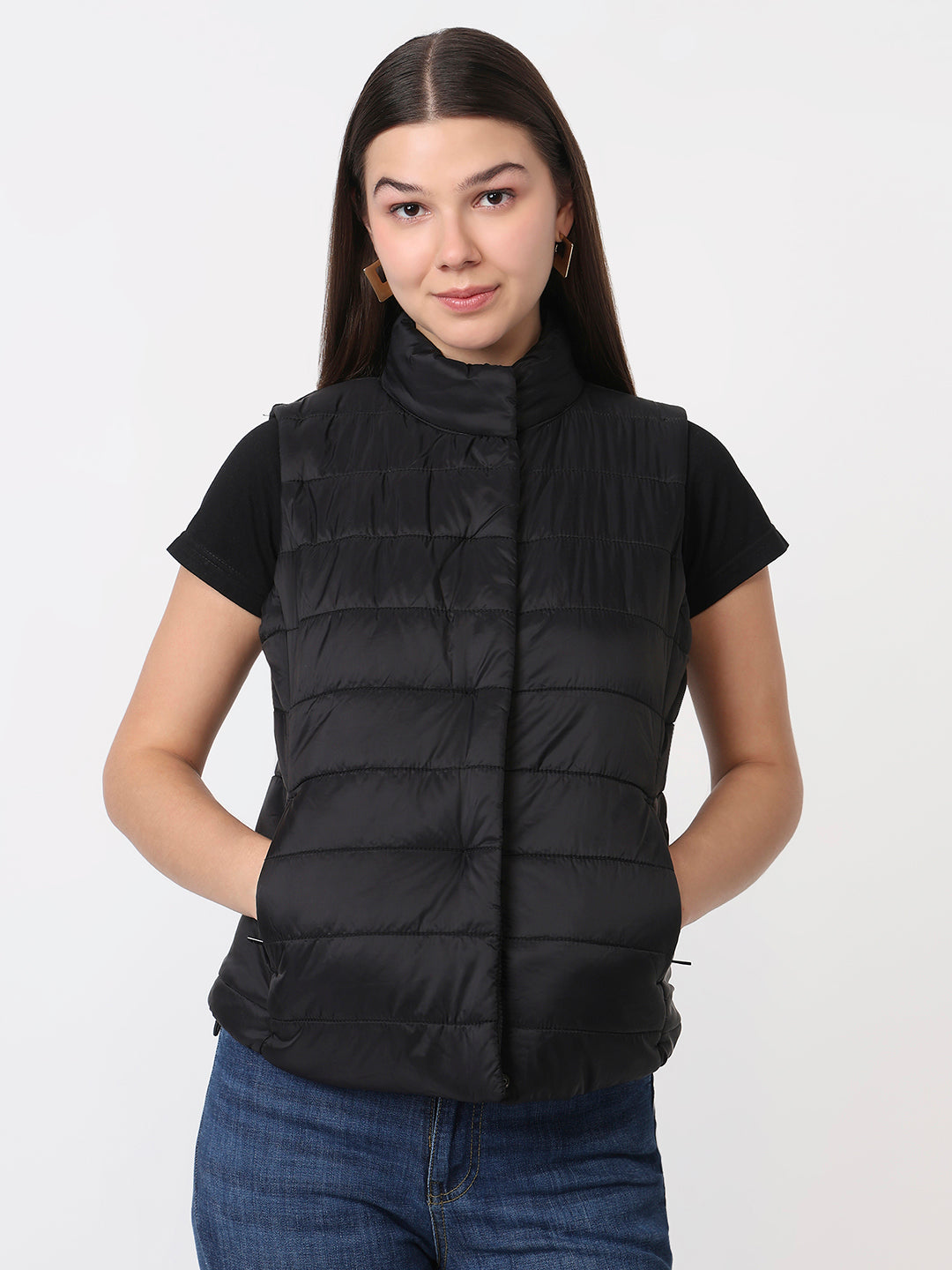 Buy Women Jet Black Winter Jacket | Kraus Jeans