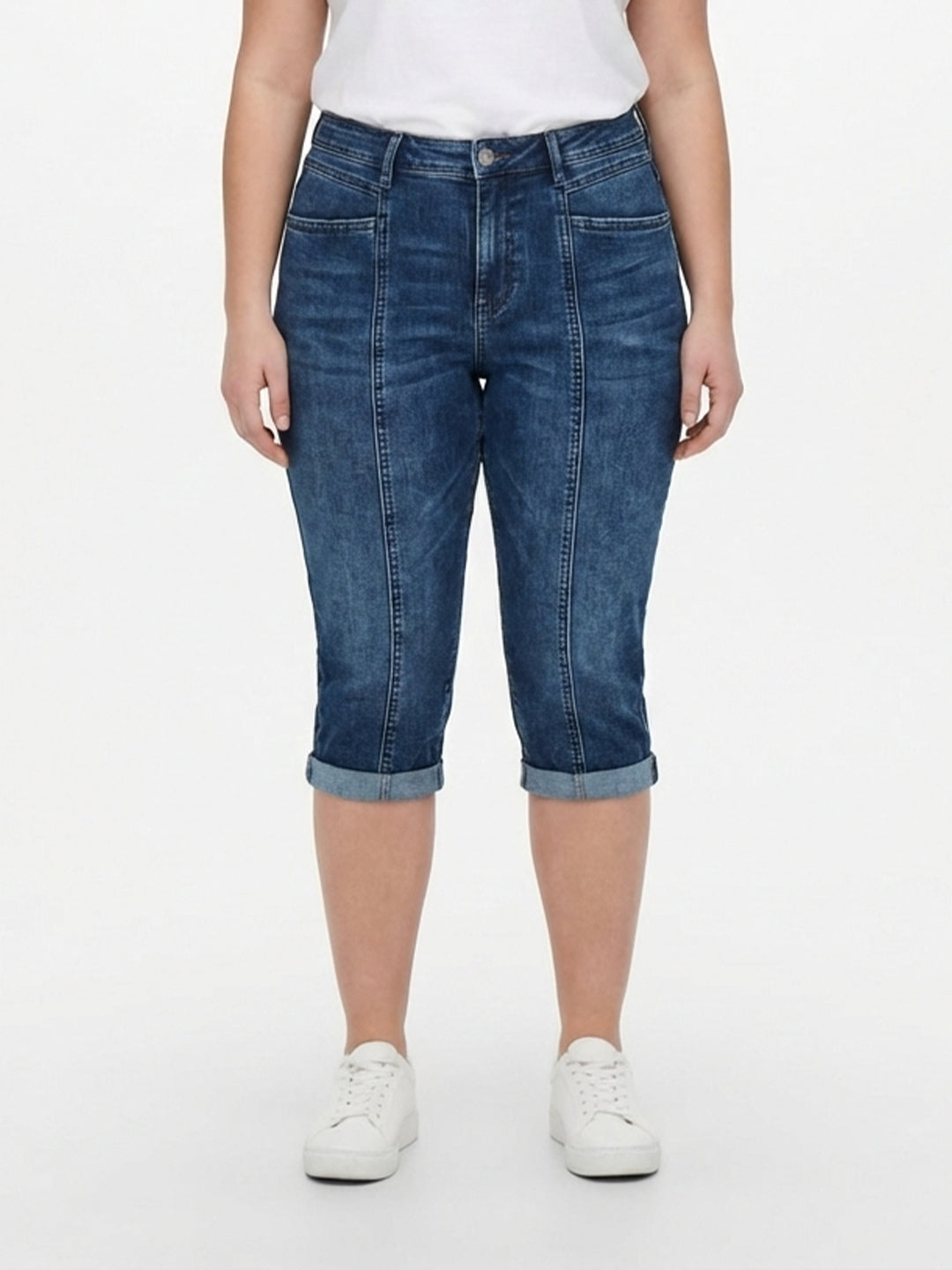 Buy Women Dark Blue High-Rise Capri | Kraus Jeans
