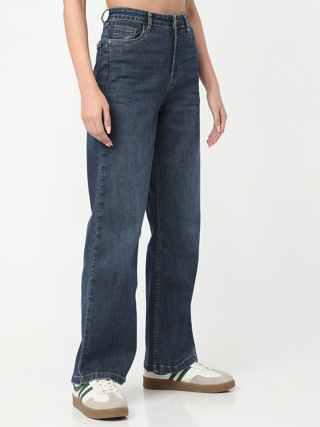 Buy Women Blue High-Rise Wide Leg Jeans | Kraus Jeans