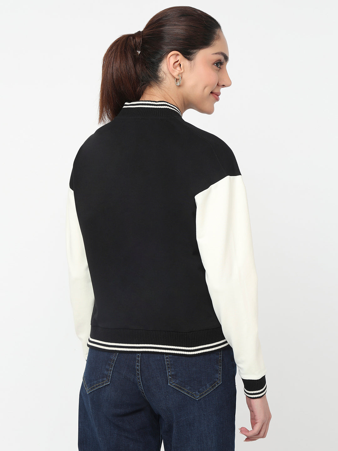 Buy Women Black/Ivory Varsity Jacket | Kraus Jeans