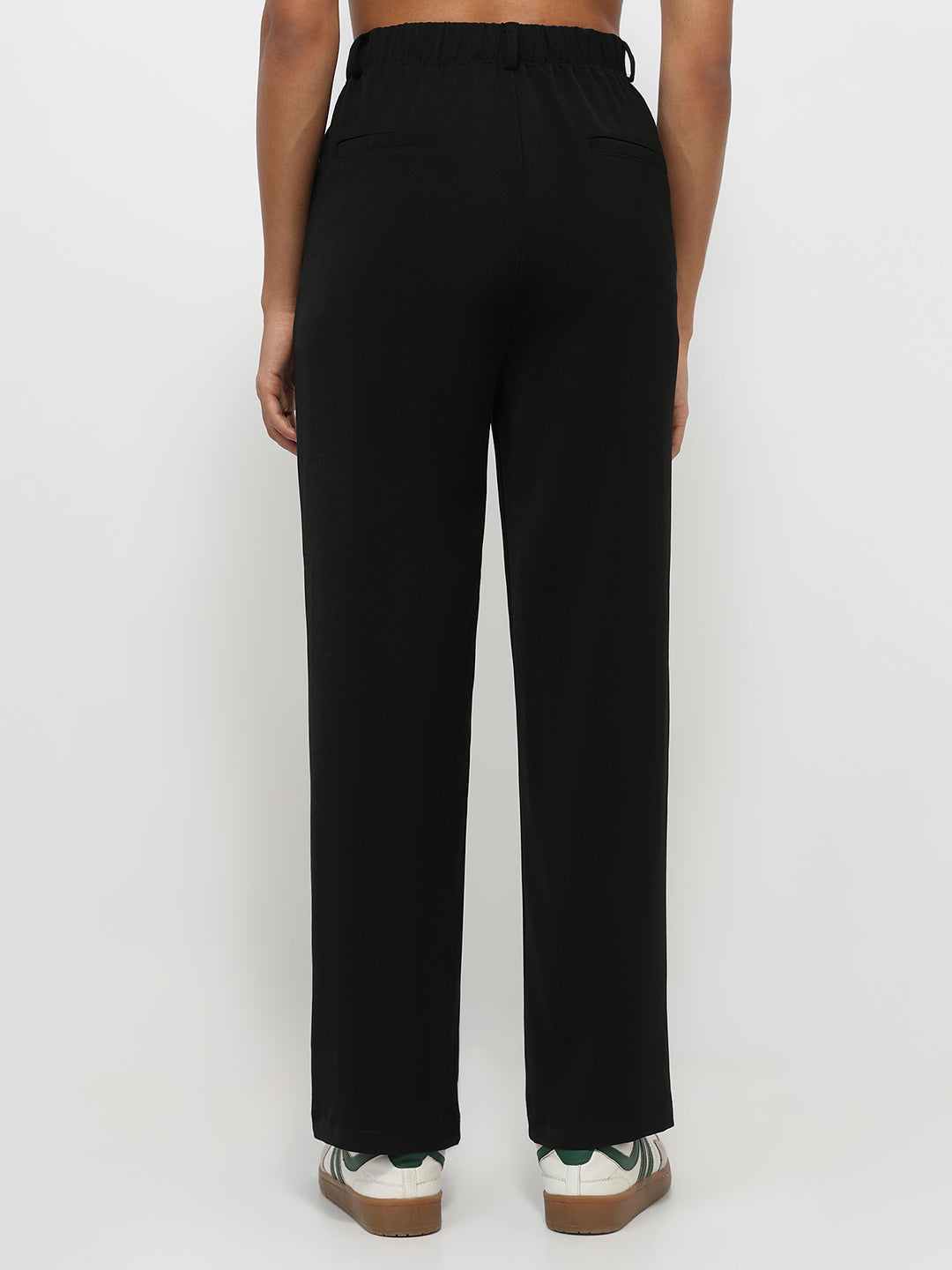 Buy Women Black High-Rise Straight Fit Pants | Kraus Jeans