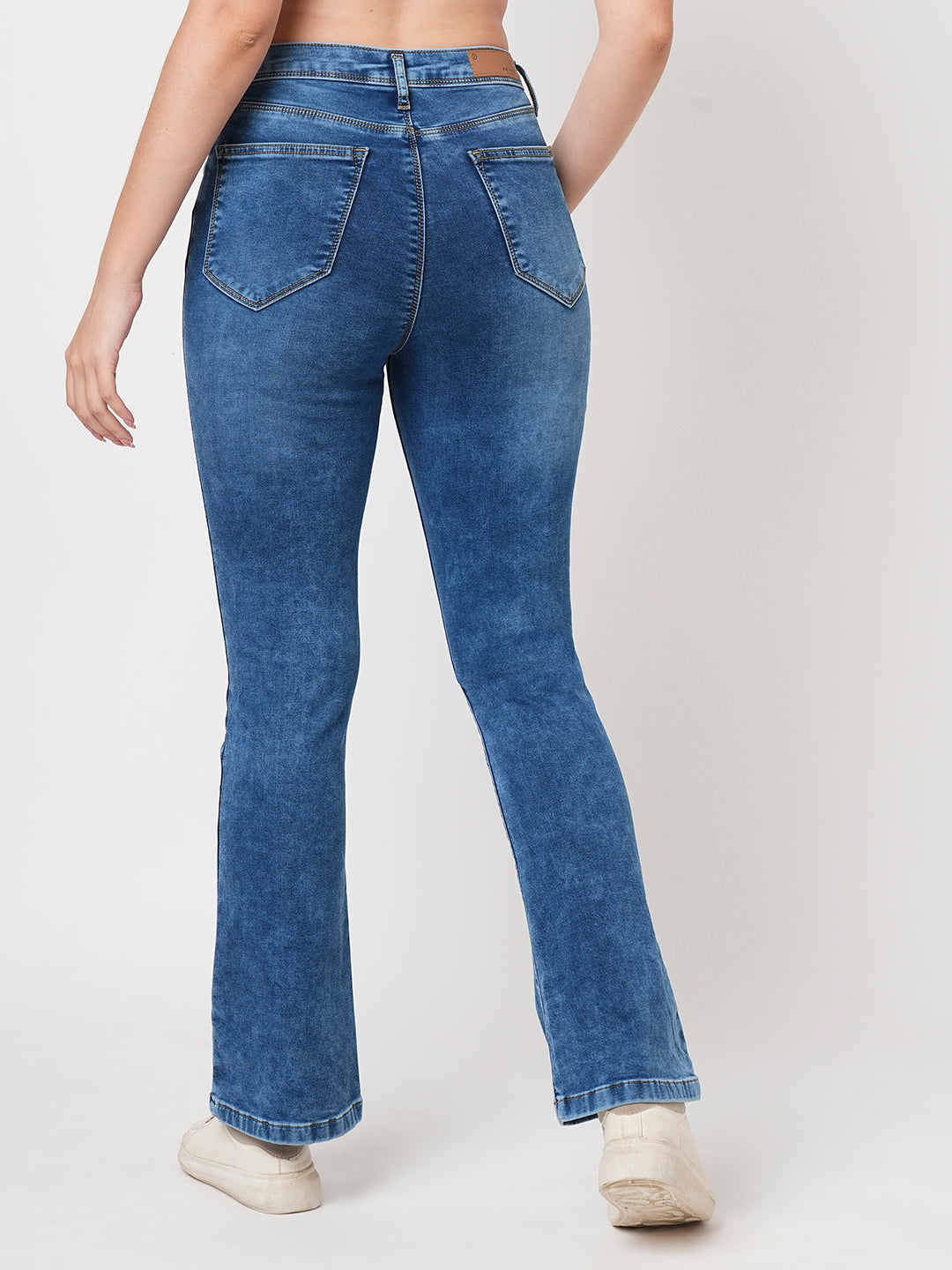 Buy Women Blue High-Rise Mini Flare Jeans | Kraus Jeans