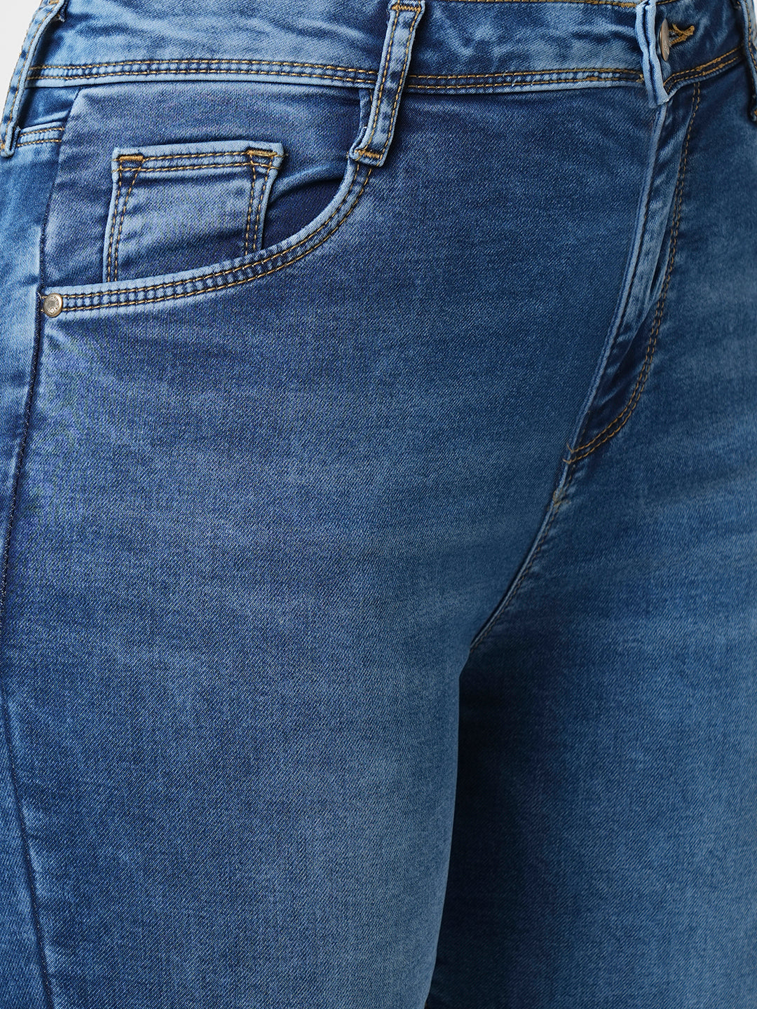 Buy Women Blue High-Rise Mini Flare Jeans | Kraus Jeans