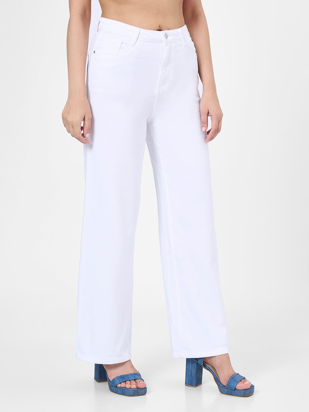 Buy Women White High-Rise Wide Leg Jeans | Kraus Jeans