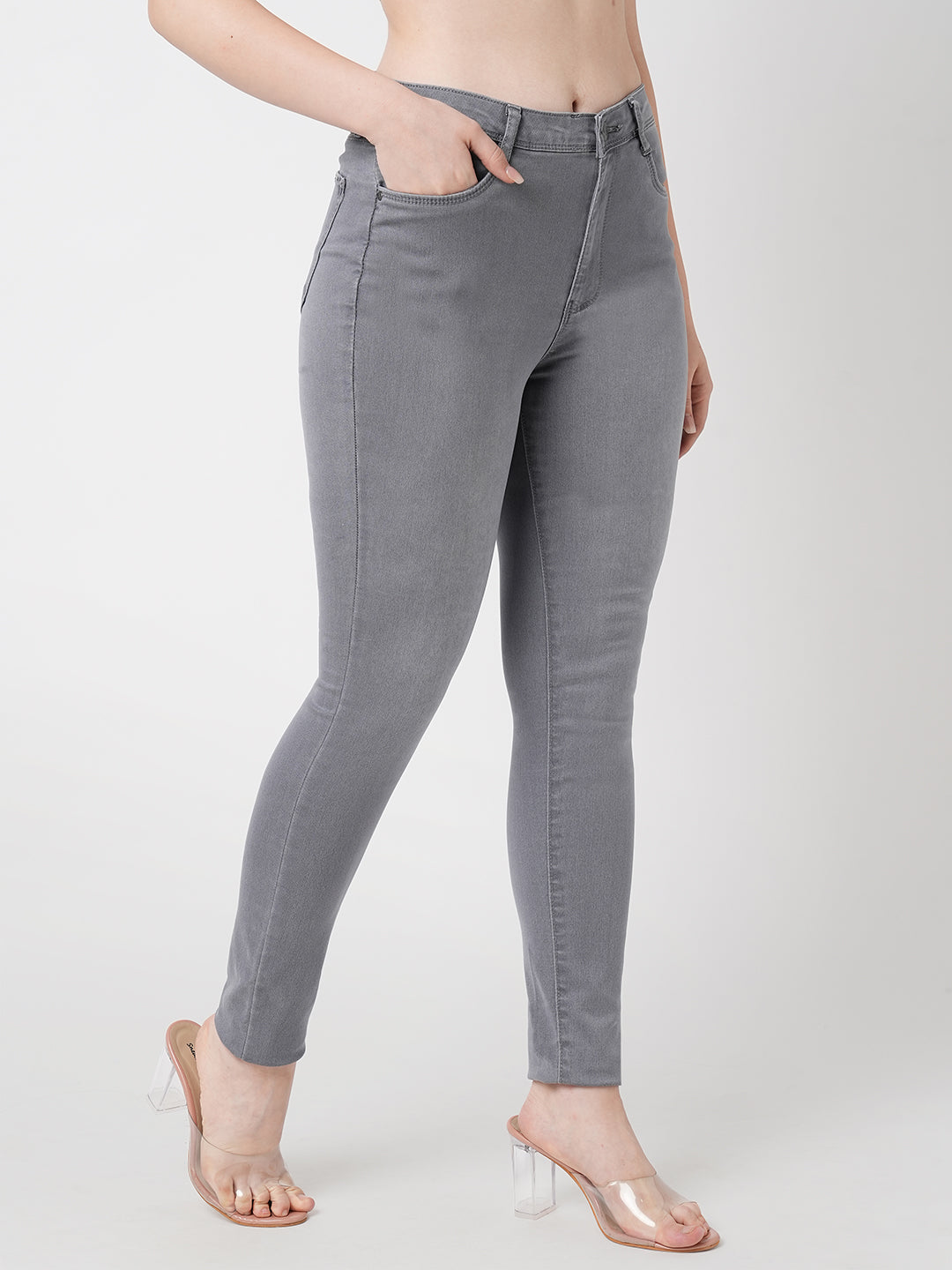 Buy Women Grey Sky High Skinny Jeans | Kraus Jeans
