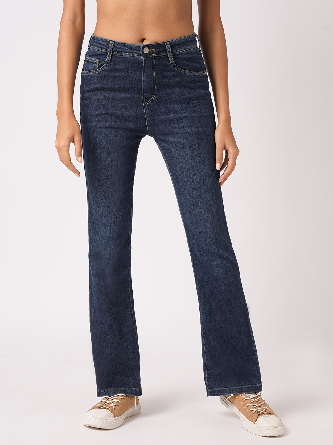 Buy Women Blue High-Rise Mini Flare Jeans | Kraus Jeans