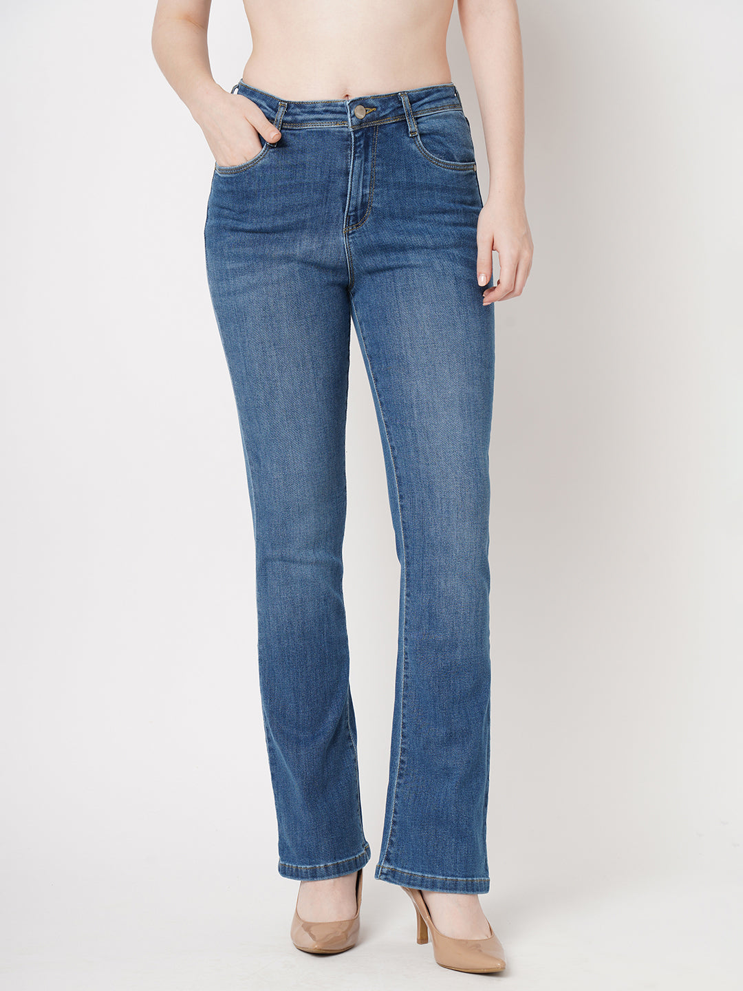 Buy Women High-Rise Mini Flare Jeans | Kraus Jeans