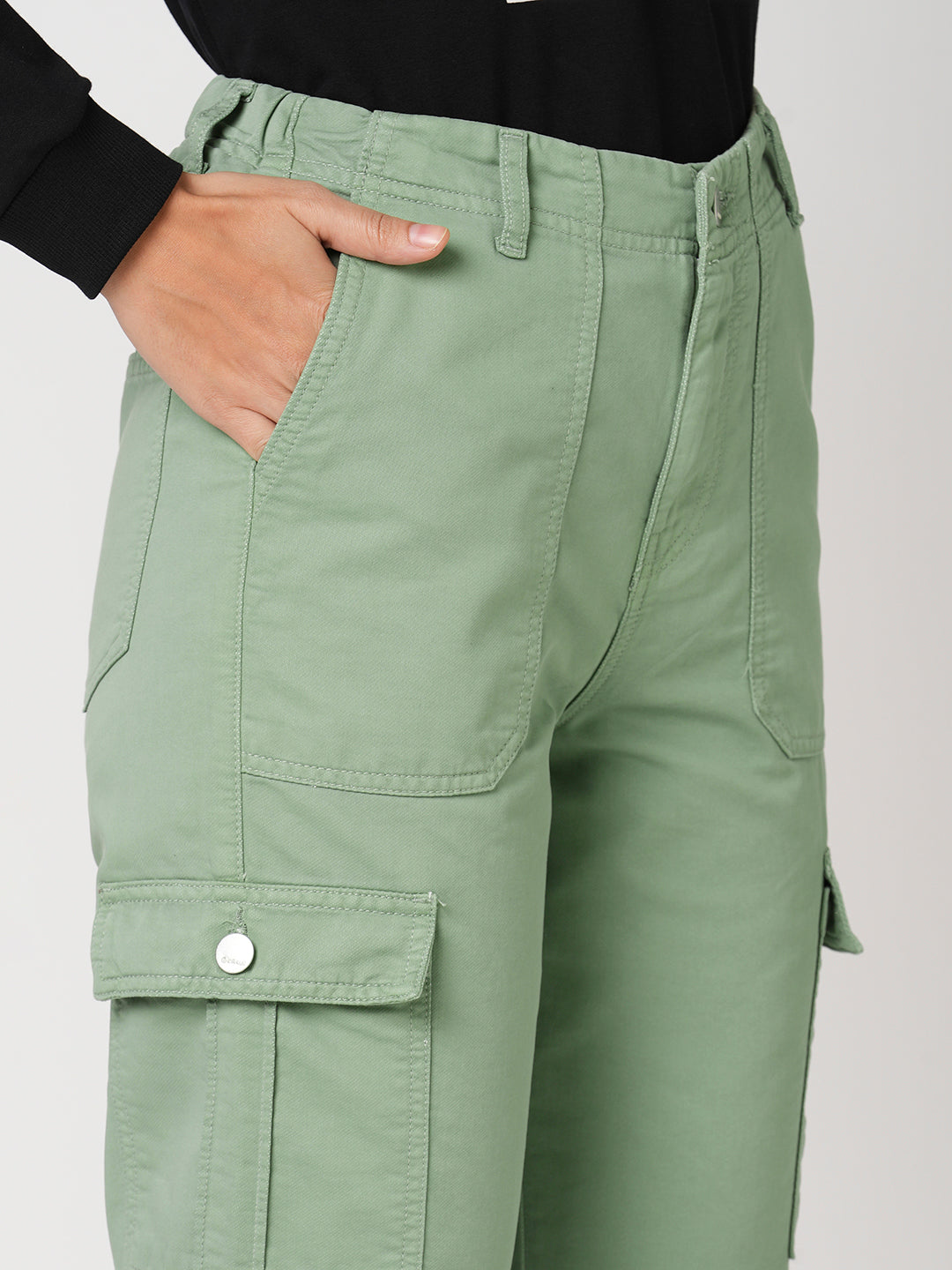 Buy Women Mint Mid-Rise Cargo | Kraus Jeans