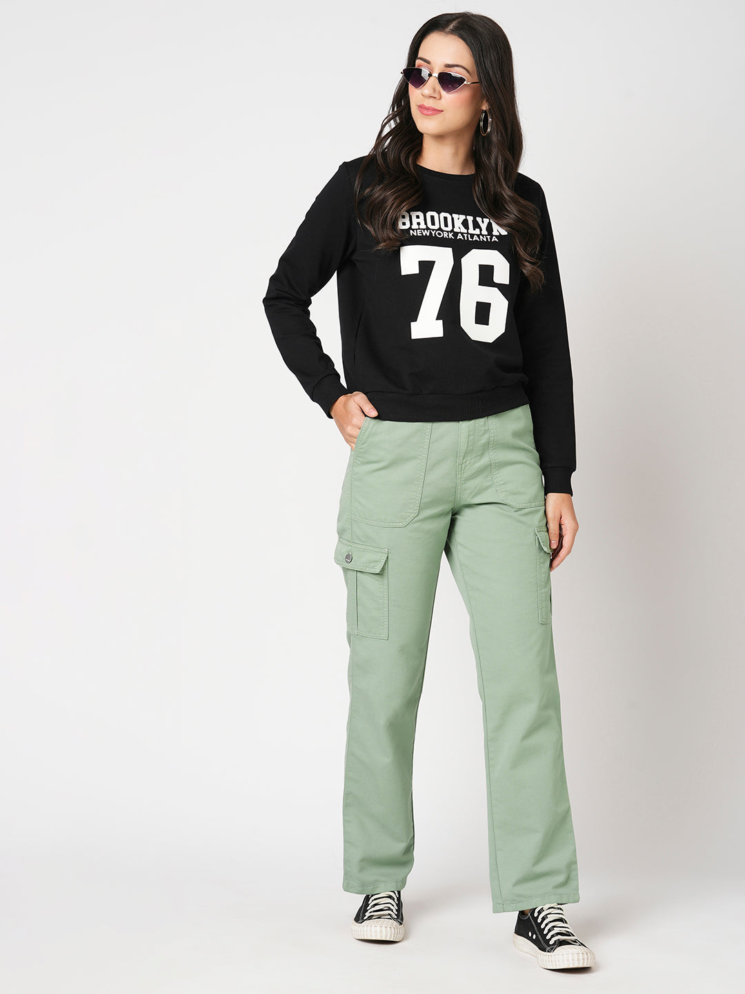 Buy Women Mint Mid-Rise Cargo | Kraus Jeans