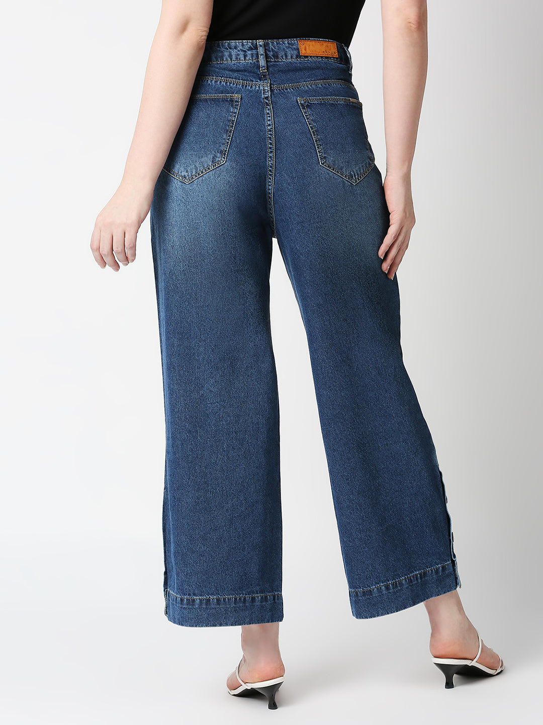Buy Women Blue High-Rise Wide Leg Jeans | Kraus Jeans